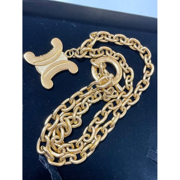 Celine | Jewelry | Celine Vintage Gold Chain Necklace With Extra Large ...